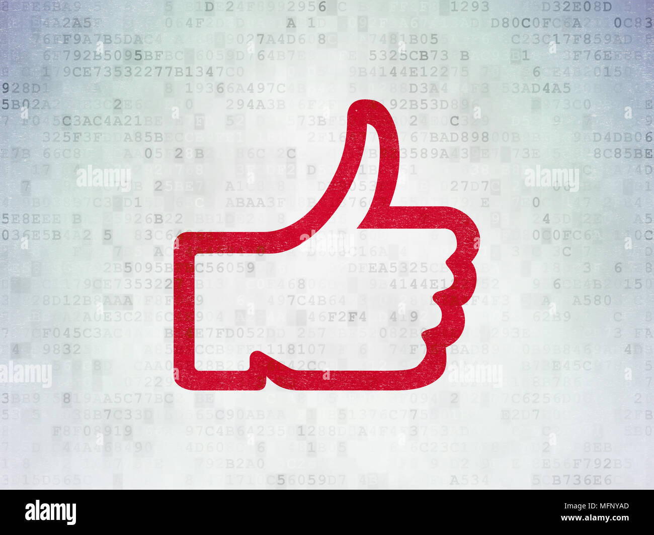 Social media concept: Thumb Up on Digital Data Paper background Stock ...