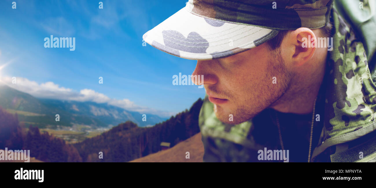 close up of young soldier in military uniform Stock Photo - Alamy