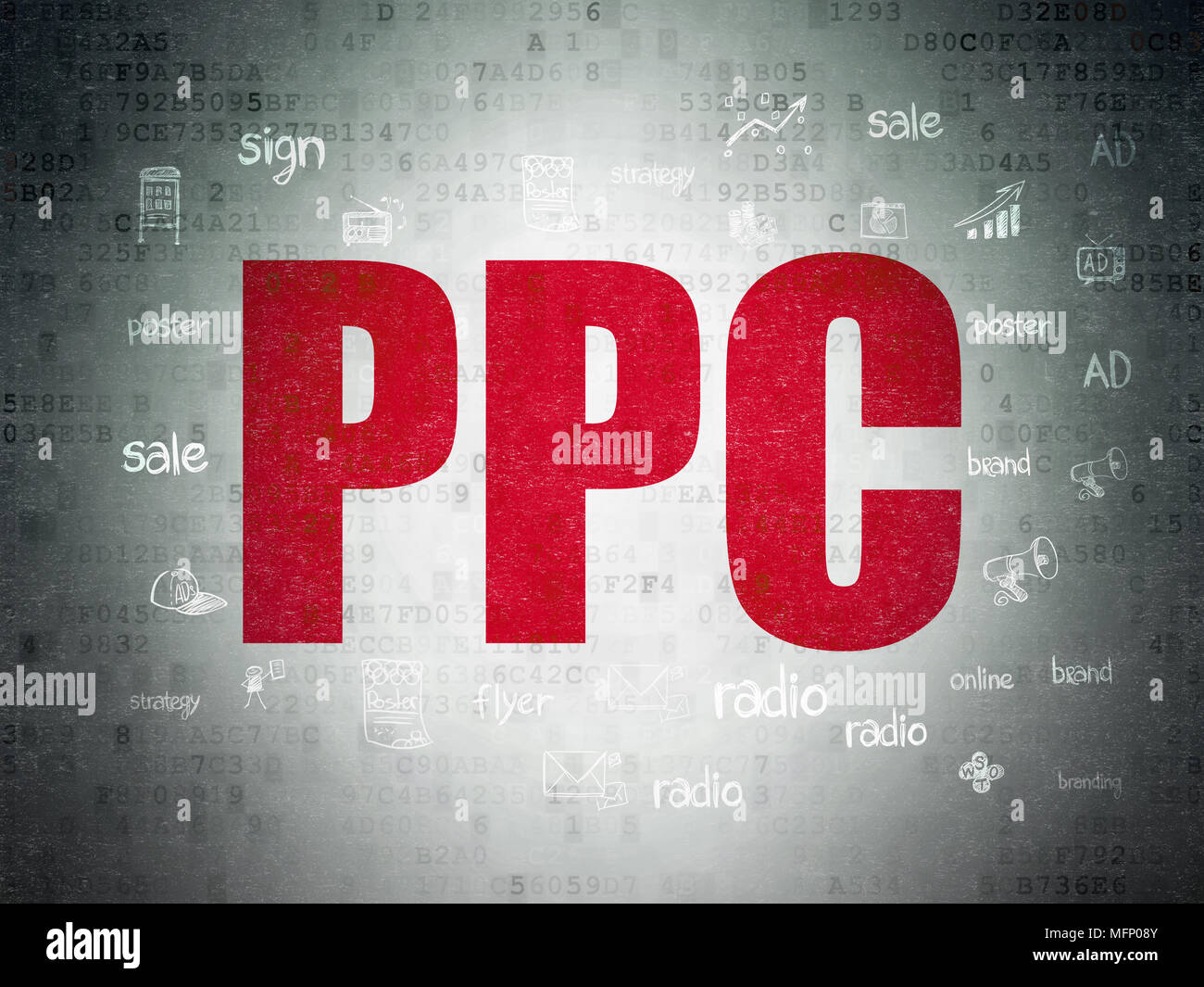 Advertising concept: PPC on Digital Data Paper background Stock Photo ...