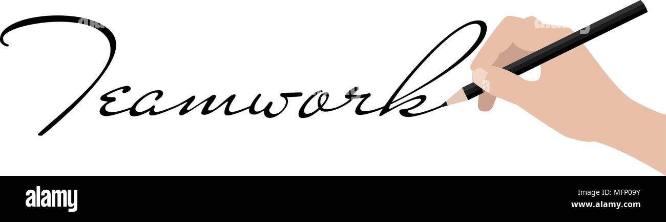 Business hand writing teamwork, vector Stock Vector Image & Art - Alamy