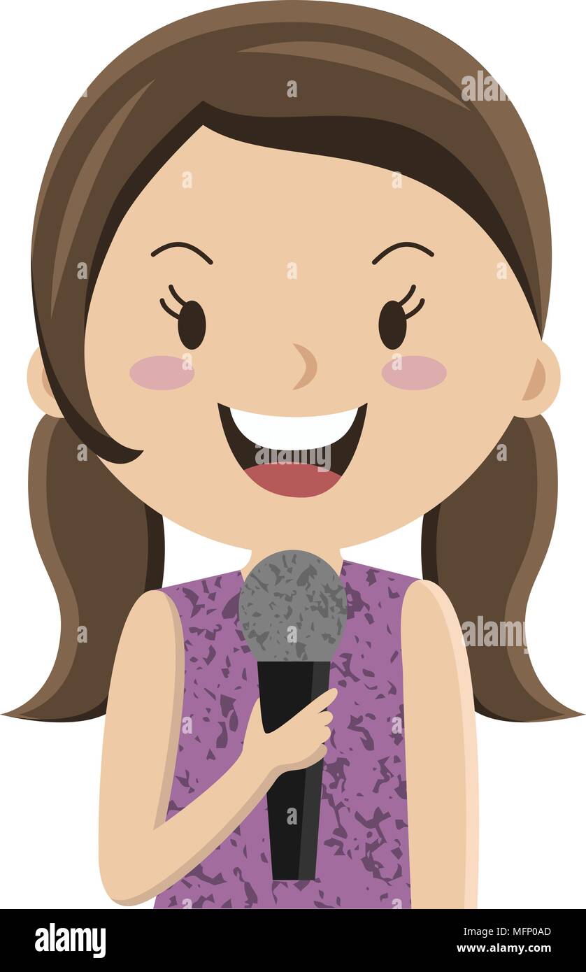 Woman holding news microphone Stock Vector Images - Alamy