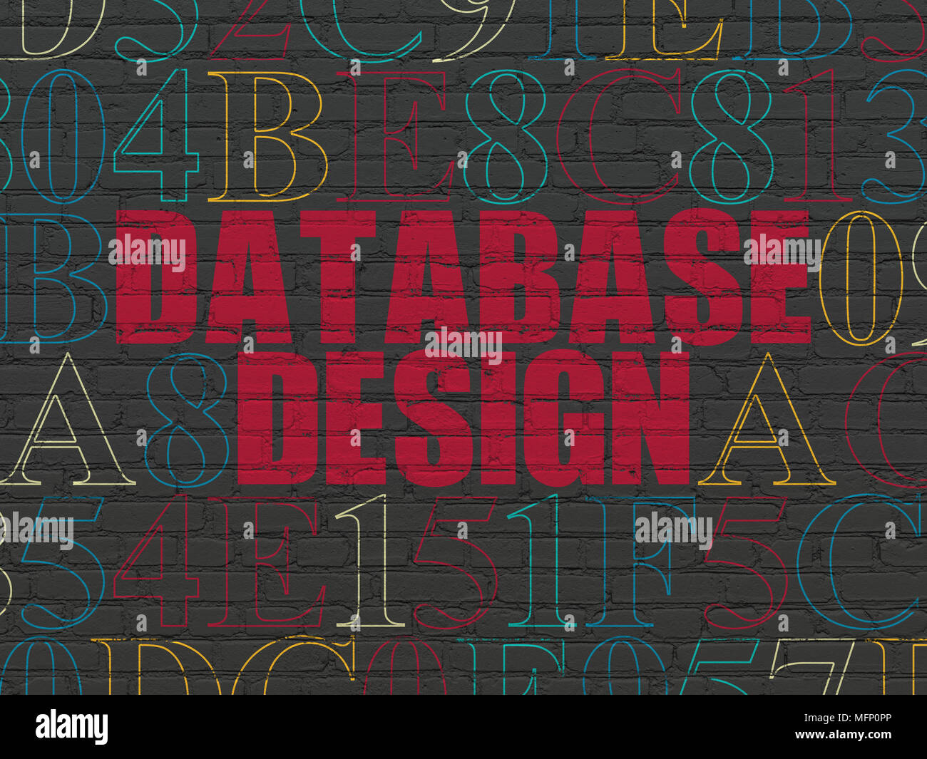 Programming concept: Database Design on wall background Stock Photo - Alamy