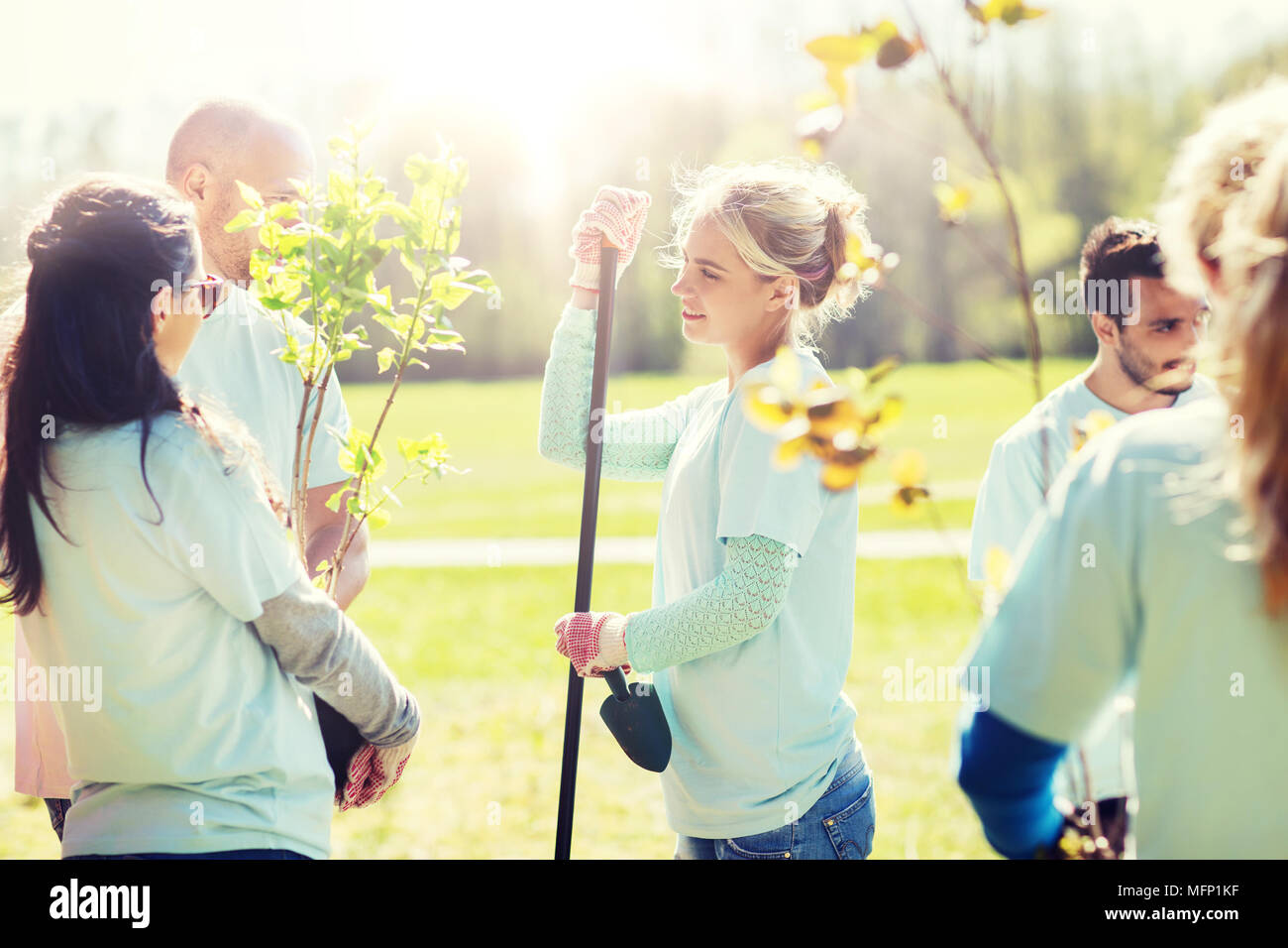 Volunteers planting trees hi-res stock photography and images - Alamy