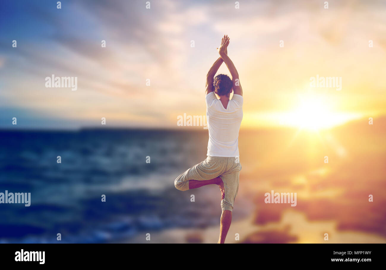 Tree pose yoga male hi-res stock photography and images - Alamy