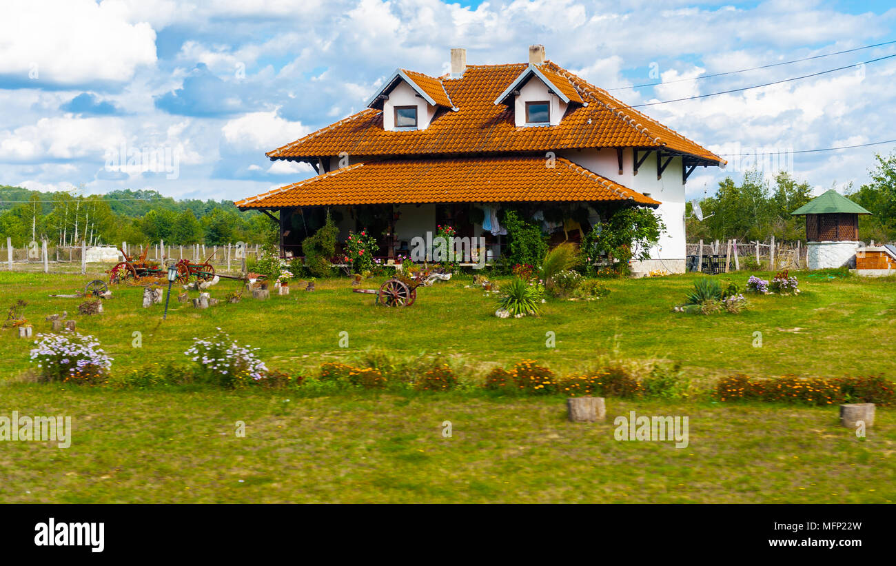 Serbian houses in the field Stock Photo - Alamy