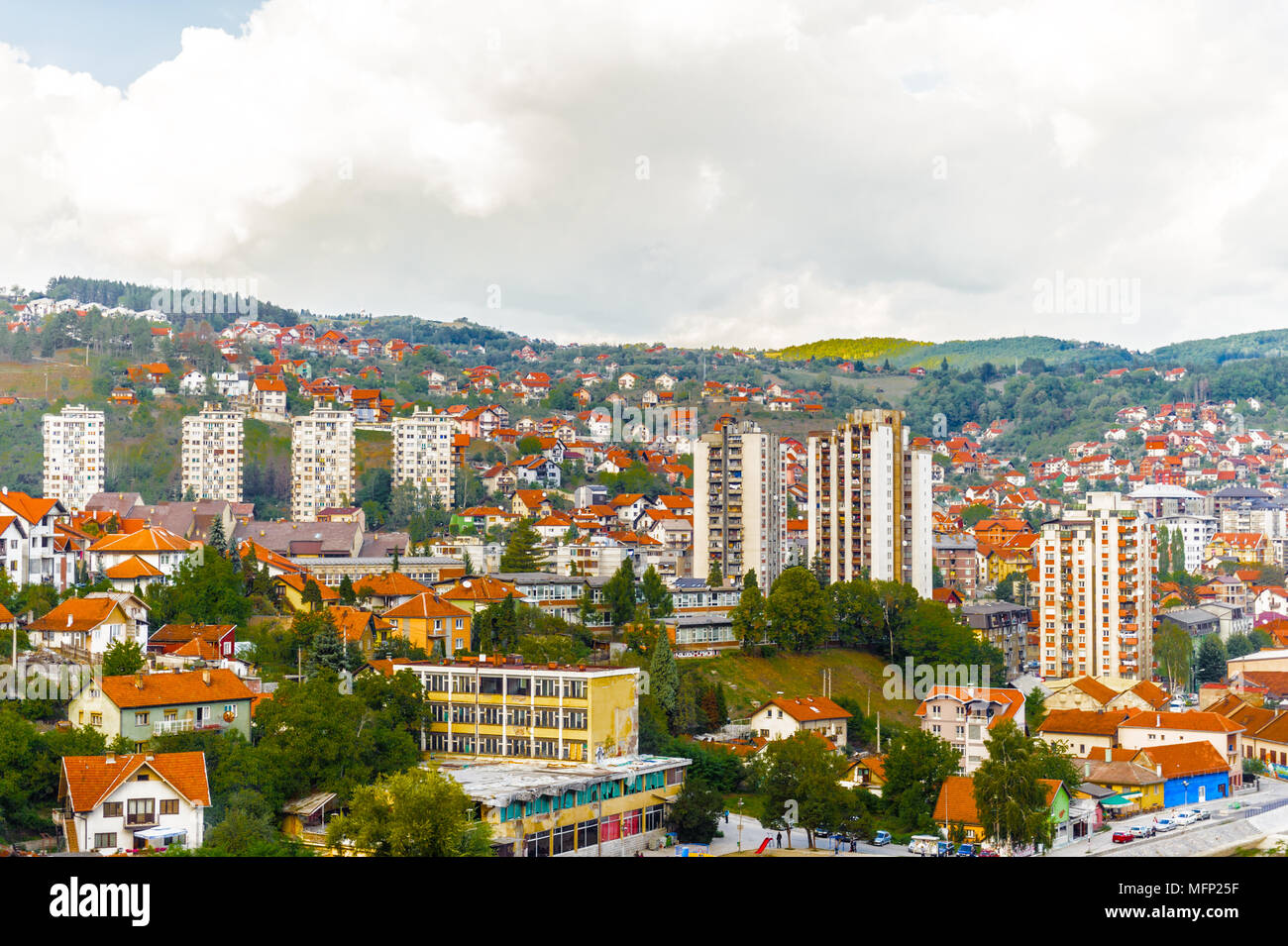 Uzice, a city in western Serbia, located at the banks of the Detinja ...