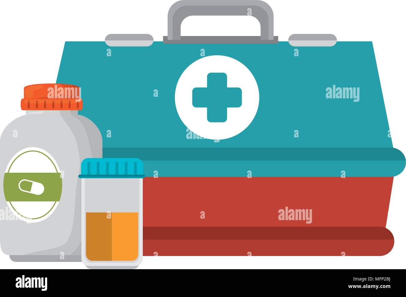 medical box with bottles drugs vector illustration design Stock Vector ...