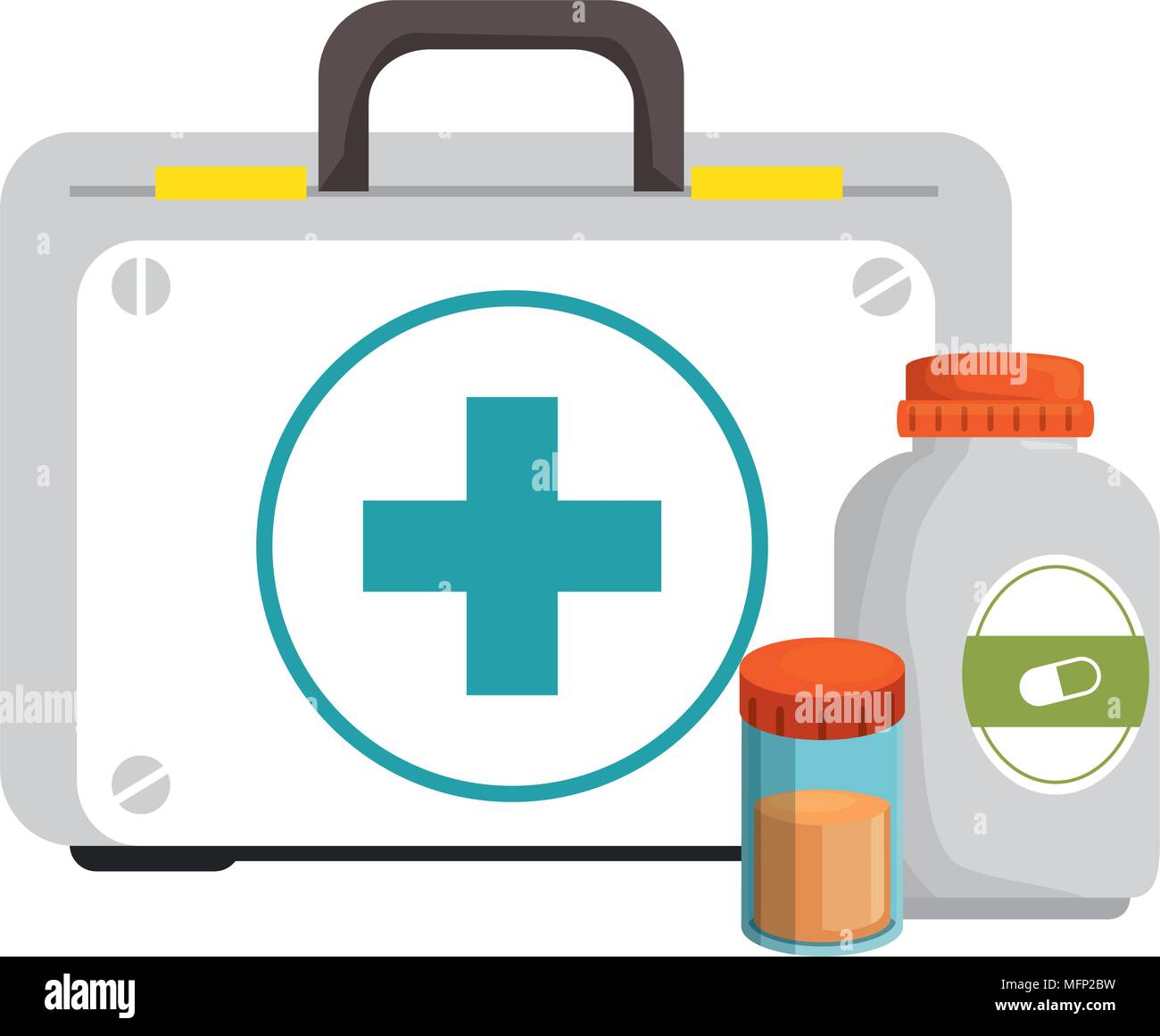 medical kit with bottles drugs vector illustration design Stock Vector ...