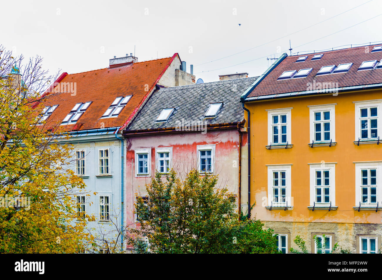 Houses of different colors in Bratislava, Slovakia Stock Photo - Alamy