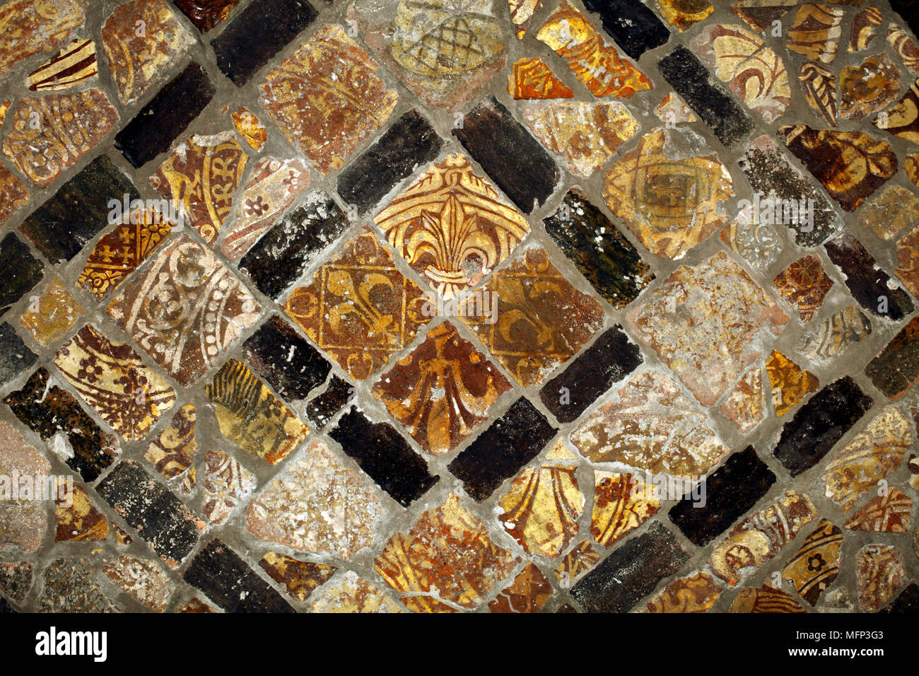Floor tile fragments from Winchombe Abbey 1892 Stock Photo - Alamy