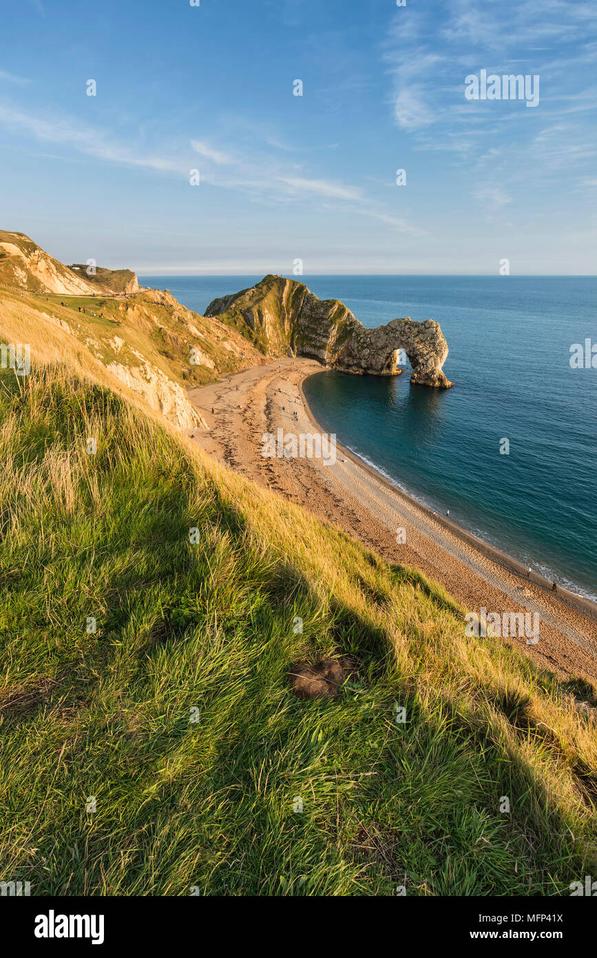Landscape view of Durdle Door on the Jurassic Coast at sunset Stock ...