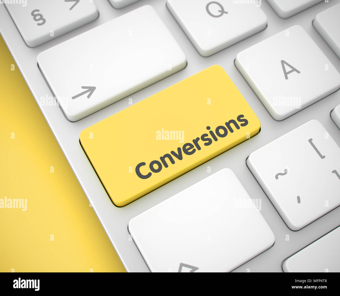 Conversions - Message on the Yellow Keyboard Key. 3D Stock Photo - Alamy