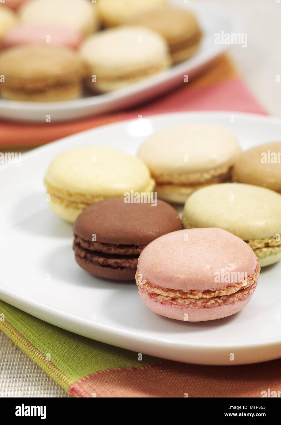 Macaroons on Plate Stock Photo - Alamy