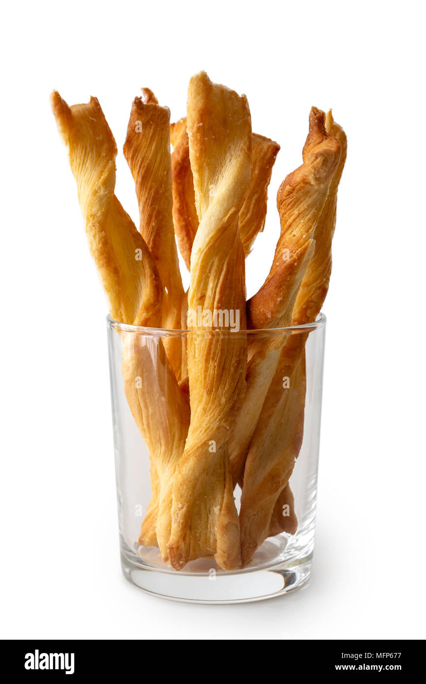 Twisted italian grissini in a glass isolated on white Stock Photo - Alamy