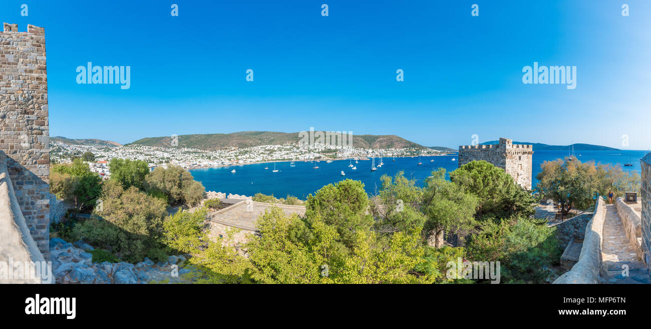 High Resolution panoramic Aerial view of Bodrum Marine with yachts from ...