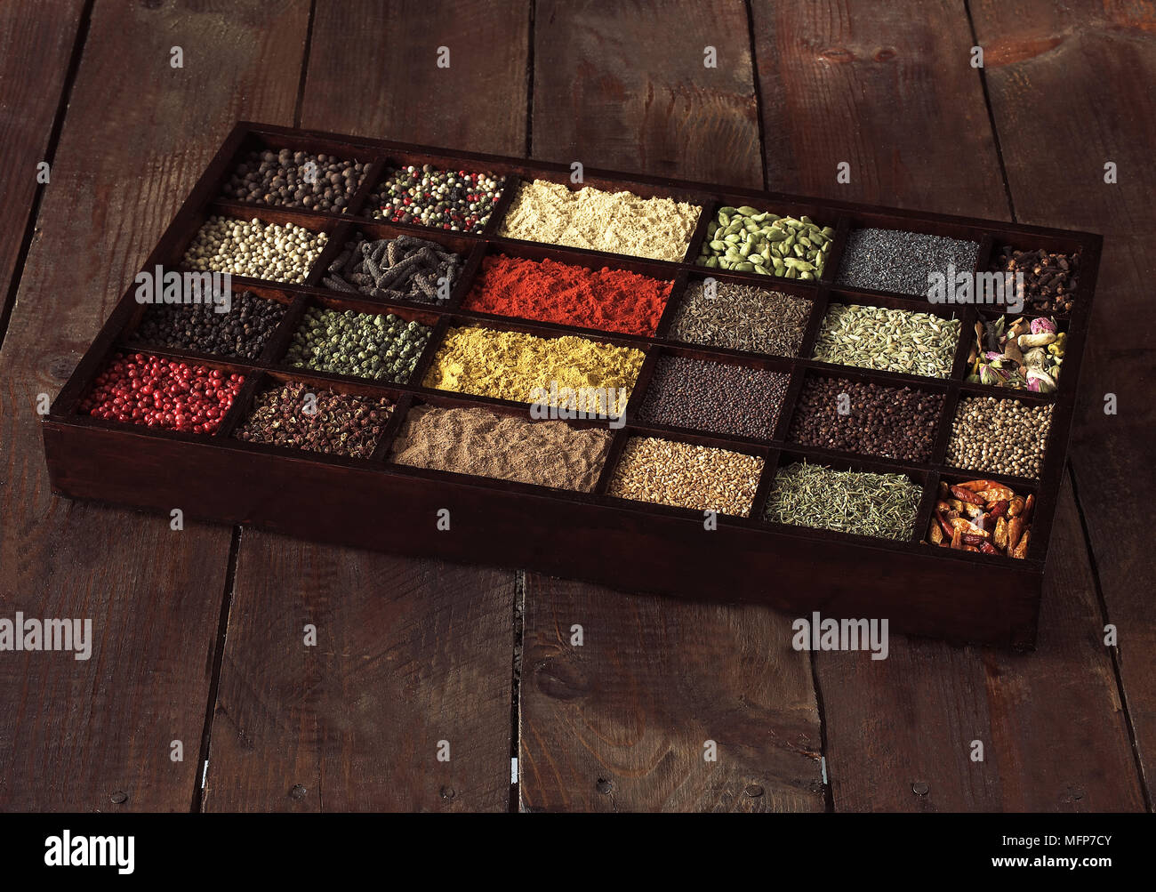 Box with many Spices Stock Photo - Alamy