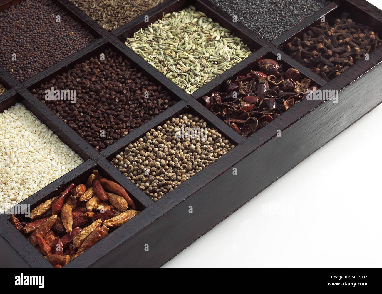 Box with many Spices Stock Photo - Alamy