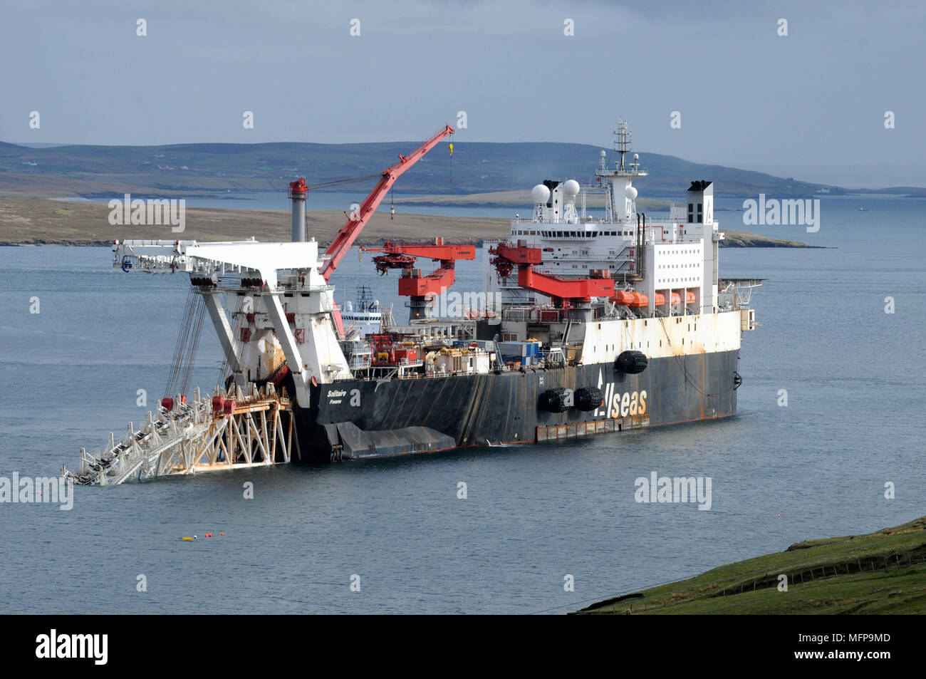 Solitaire pipe laying vessel laying pipe to the Total Gas Plkant in ...