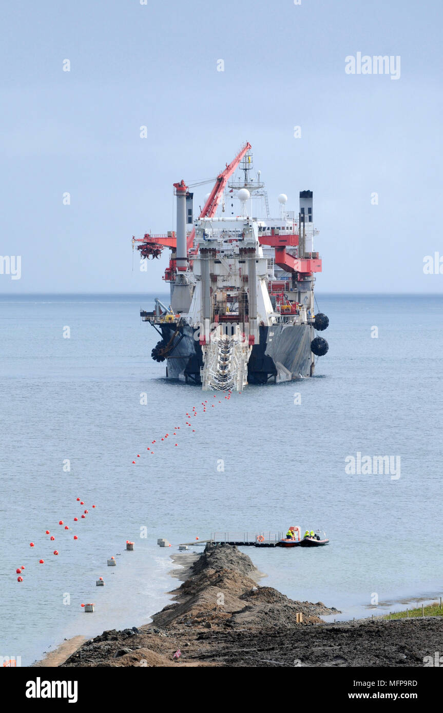 Solitaire pipe laying vessel laying pipe to the Total Gas Plkant in ...
