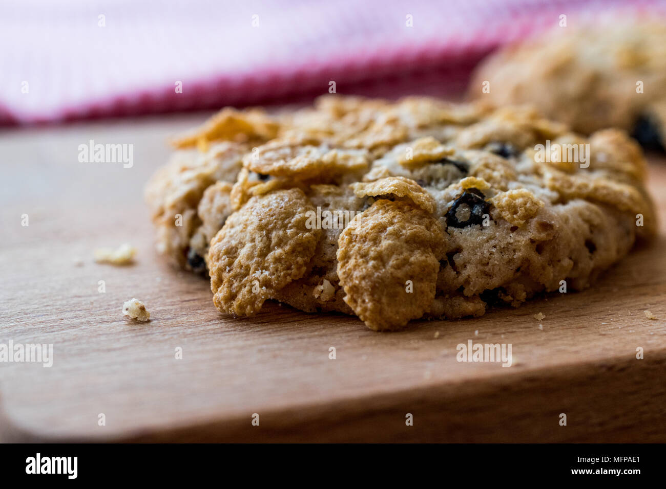 Cornflake Cookies on wooden surface. Bakery Concept Stock Photo - Alamy