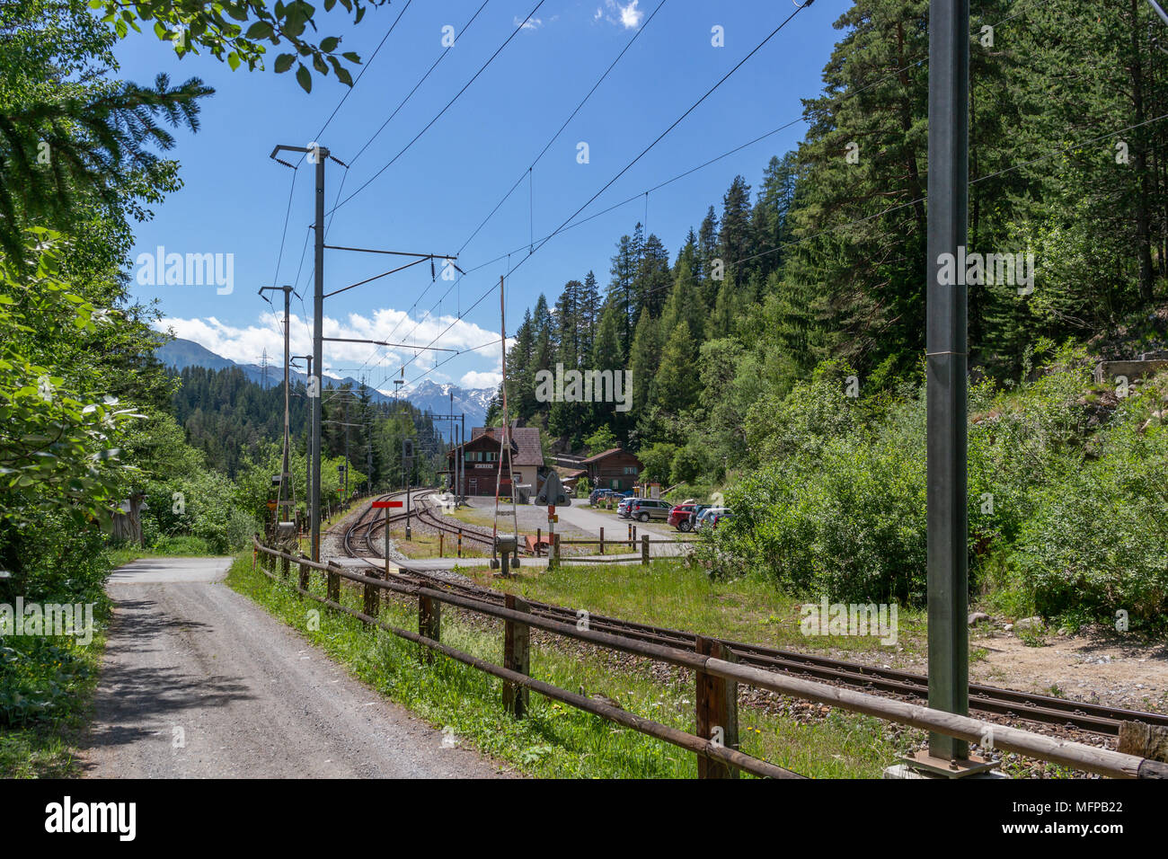 View on Wiesen Davos train station on the line Davos to Filisur Stock ...