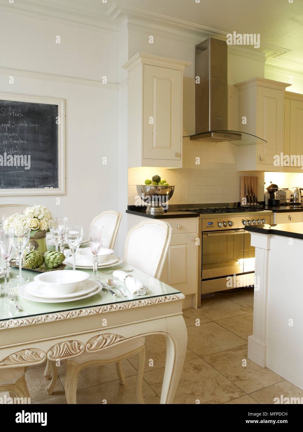 White topped dining table hi-res stock photography and images - Alamy