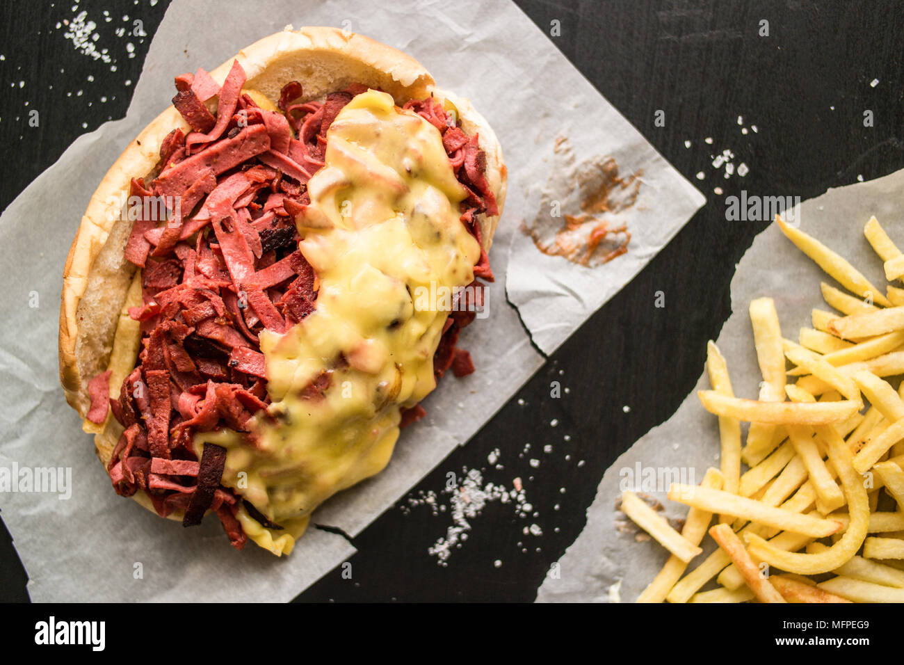 Kumru / New Yorker Sandwich with cheddar (Fast food concept.Front view ...