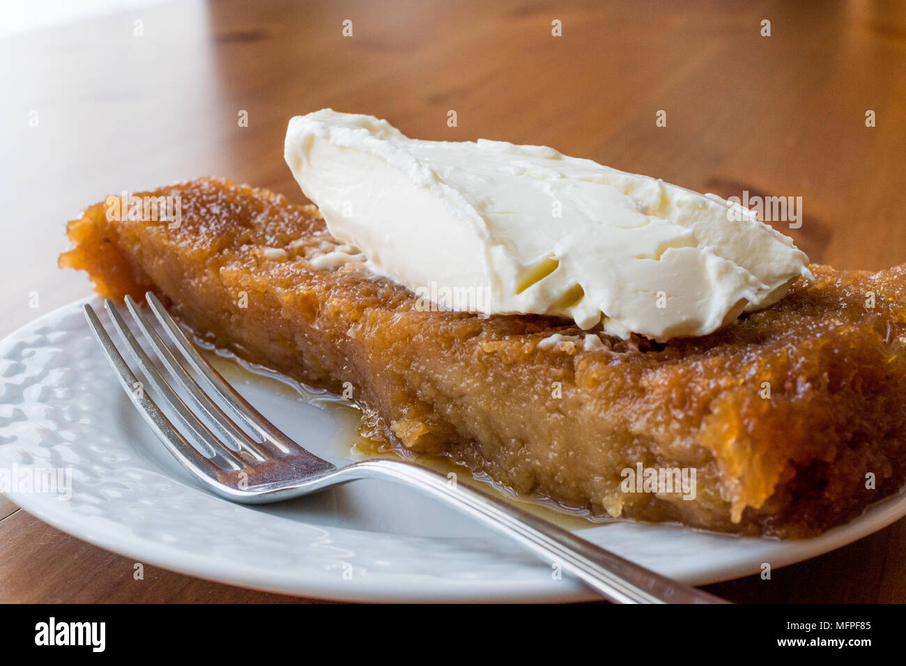 Turkish Dessert Ekmek Kadayifi / Bread Pudding with cream. Traditional ...