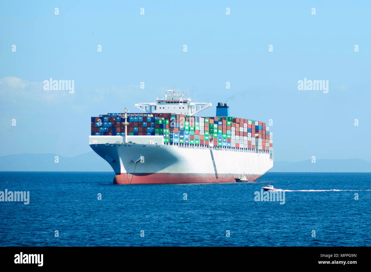Big container ship in the ocean Stock Photo - Alamy