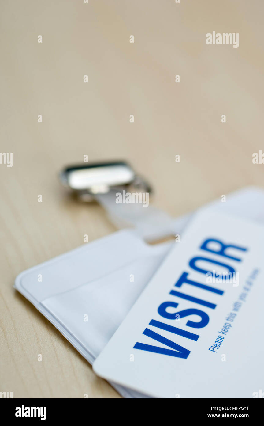 Close-up of a visitors pass Ref: CRUSC 10020 028 Compulsory Credit ...