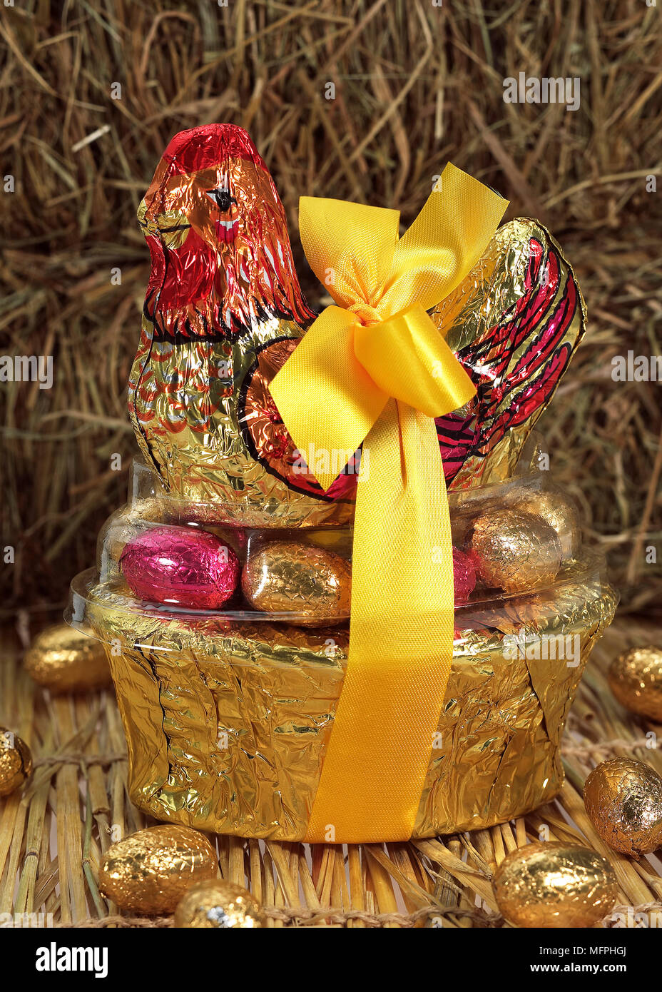 Chocolate Easter Hen and Eggs Stock Photo - Alamy