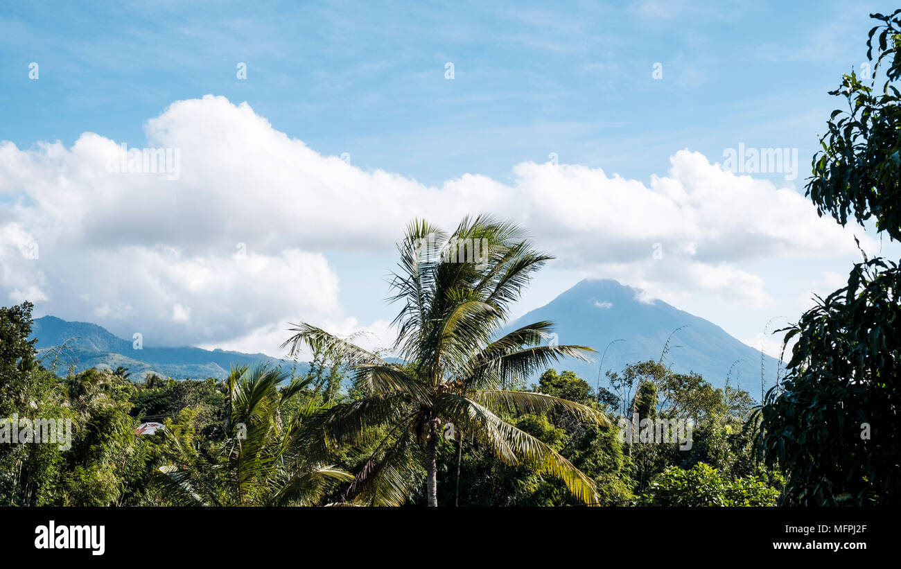 View of Ebulobo stratovolcano (right) from the road between Nangaroro ...