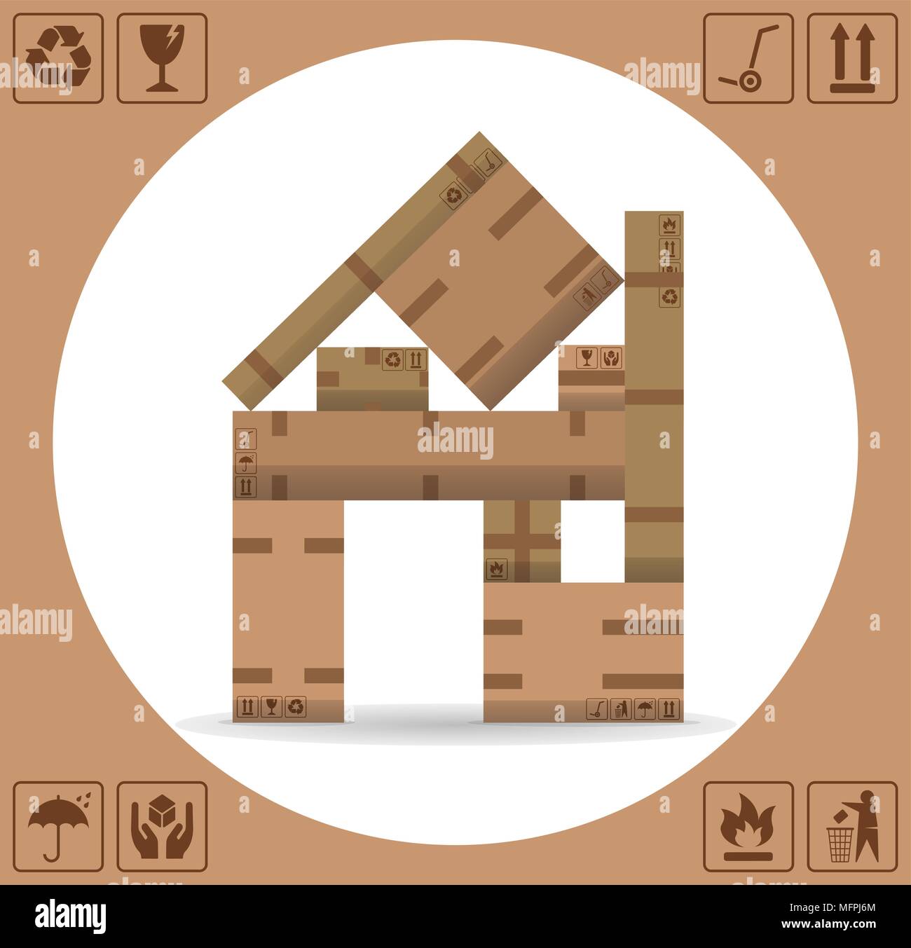 Cardboard Boxes with Packaging symbols. All the objects and Packaging ...