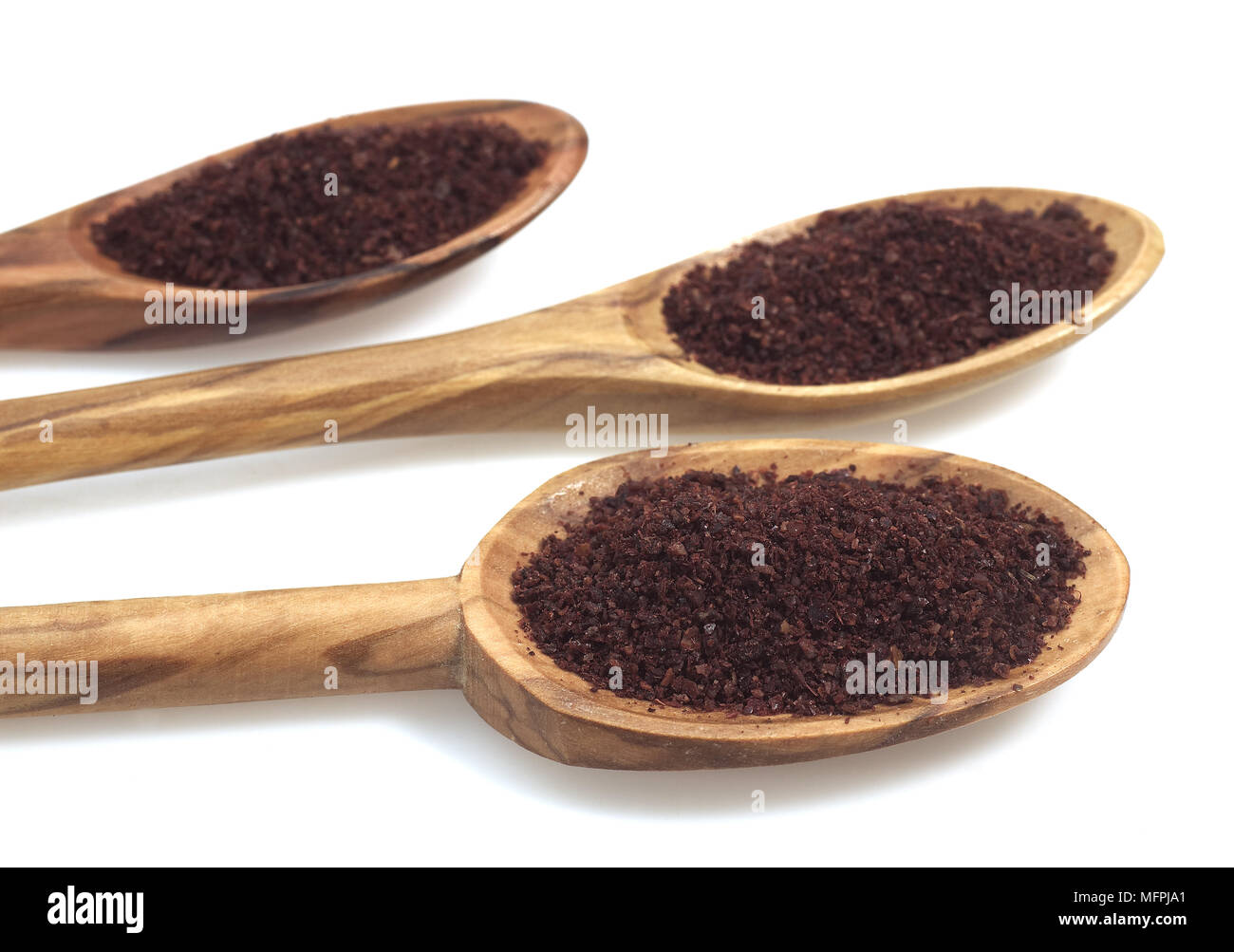 Sumac Powder, Spice in Spoons against White Background Stock Photo - Alamy