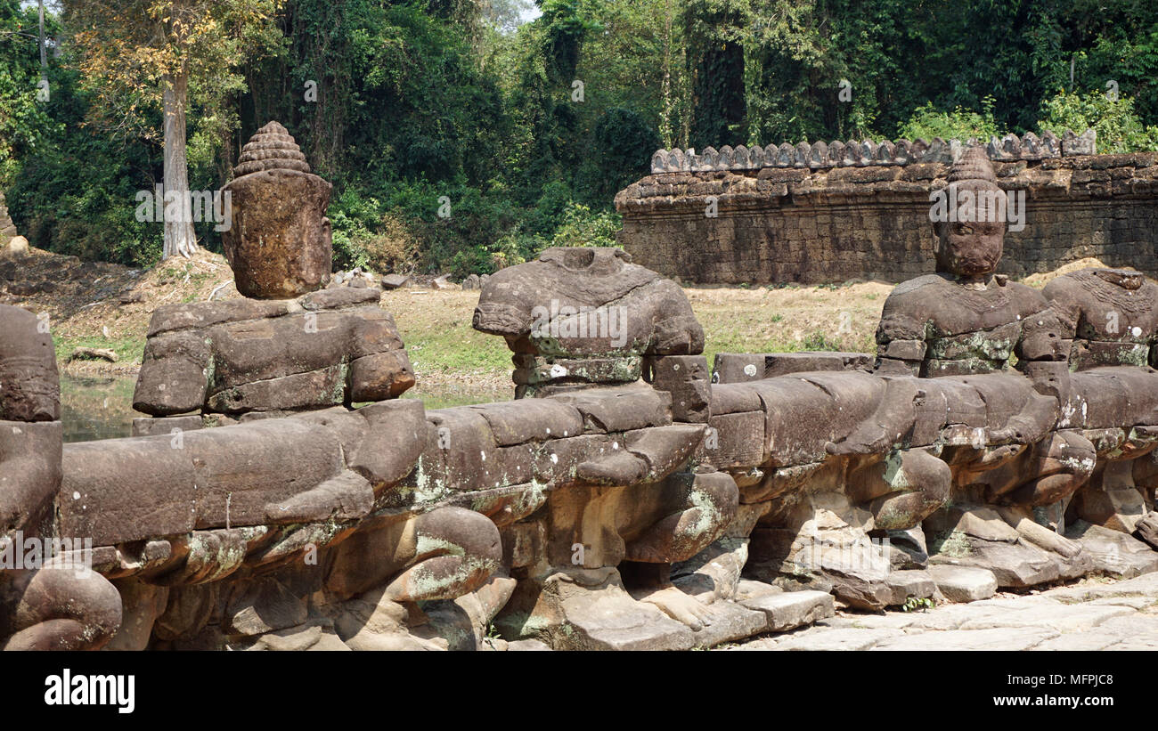 stone monuments near south gate of angkor wat Stock Photo - Alamy