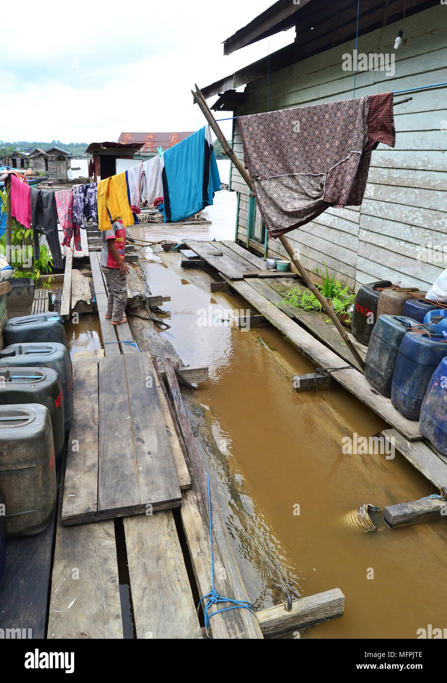 daily life on the banks of the Barito River Central Borneo, Indonesia ...