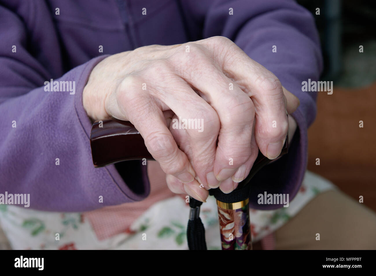Elderly woman walking stick1 hi-res stock photography and images - Alamy