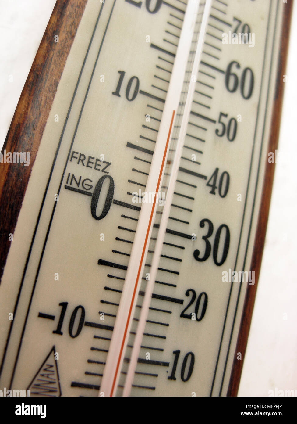Indoor thermometer indicating very cold temperatures Stock Photo - Alamy