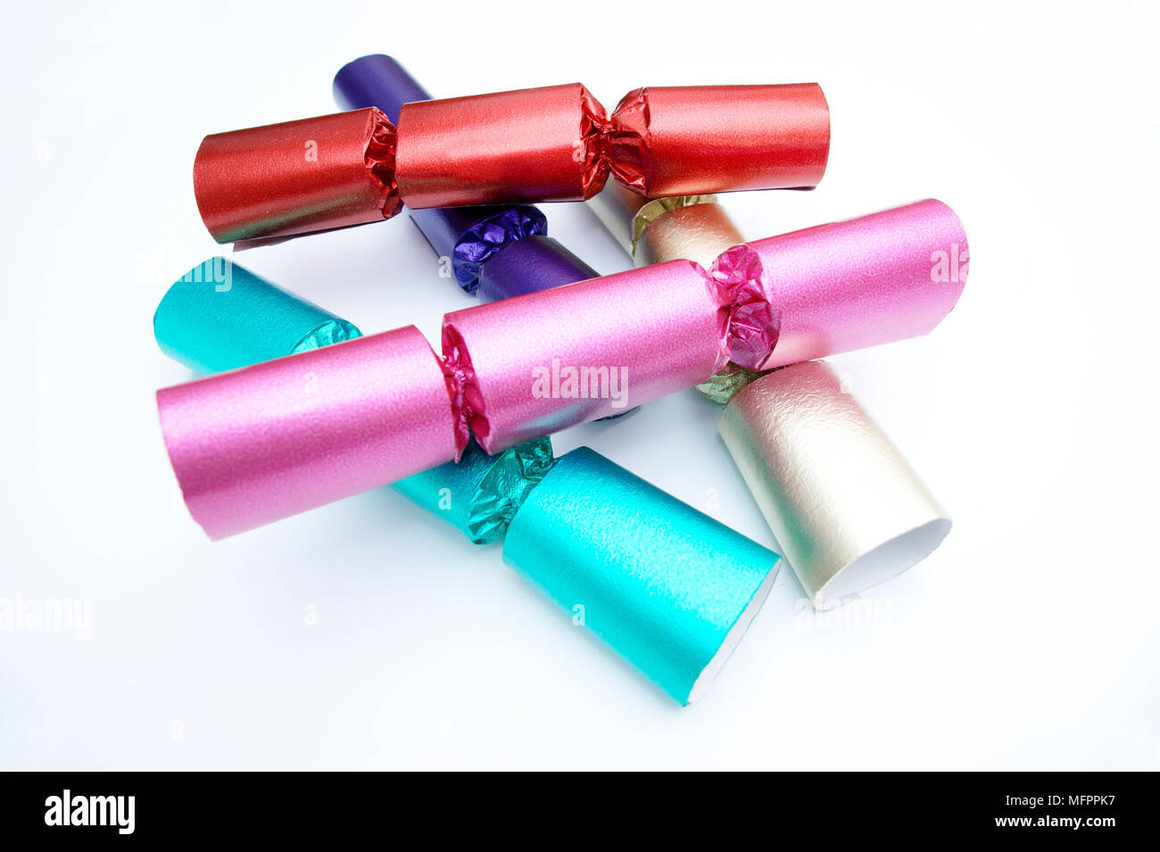 Christmas crackers isolated on a white background Stock Photo - Alamy