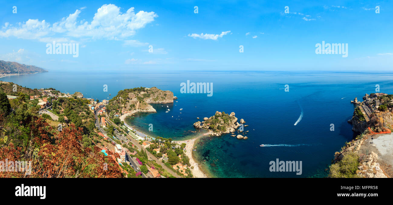 Beautiful Taormina view from up, Sicily, Italy. Sicilian seascape with ...