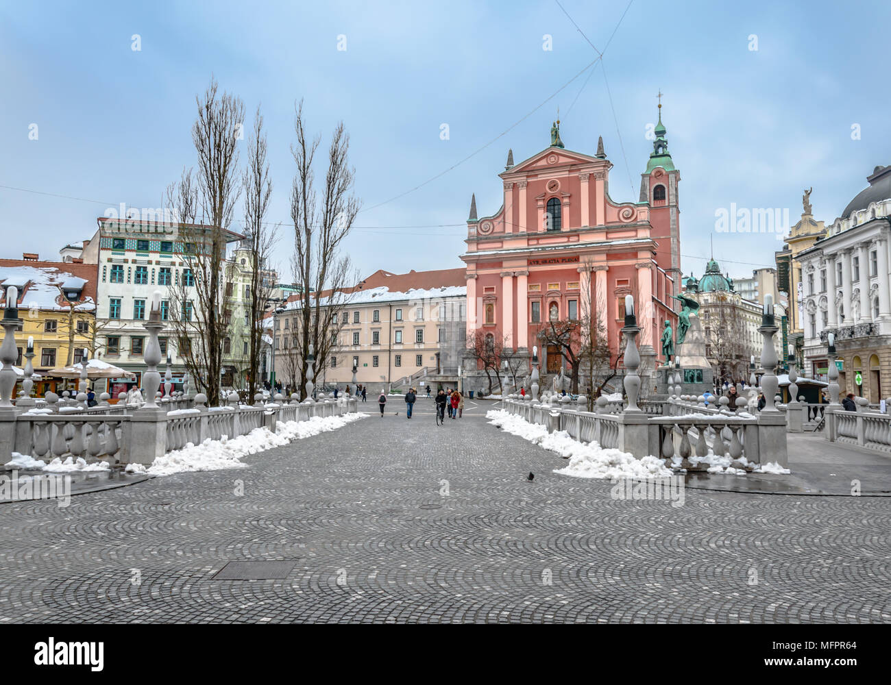 Ljubljana triple bridge winter hi-res stock photography and images - Alamy