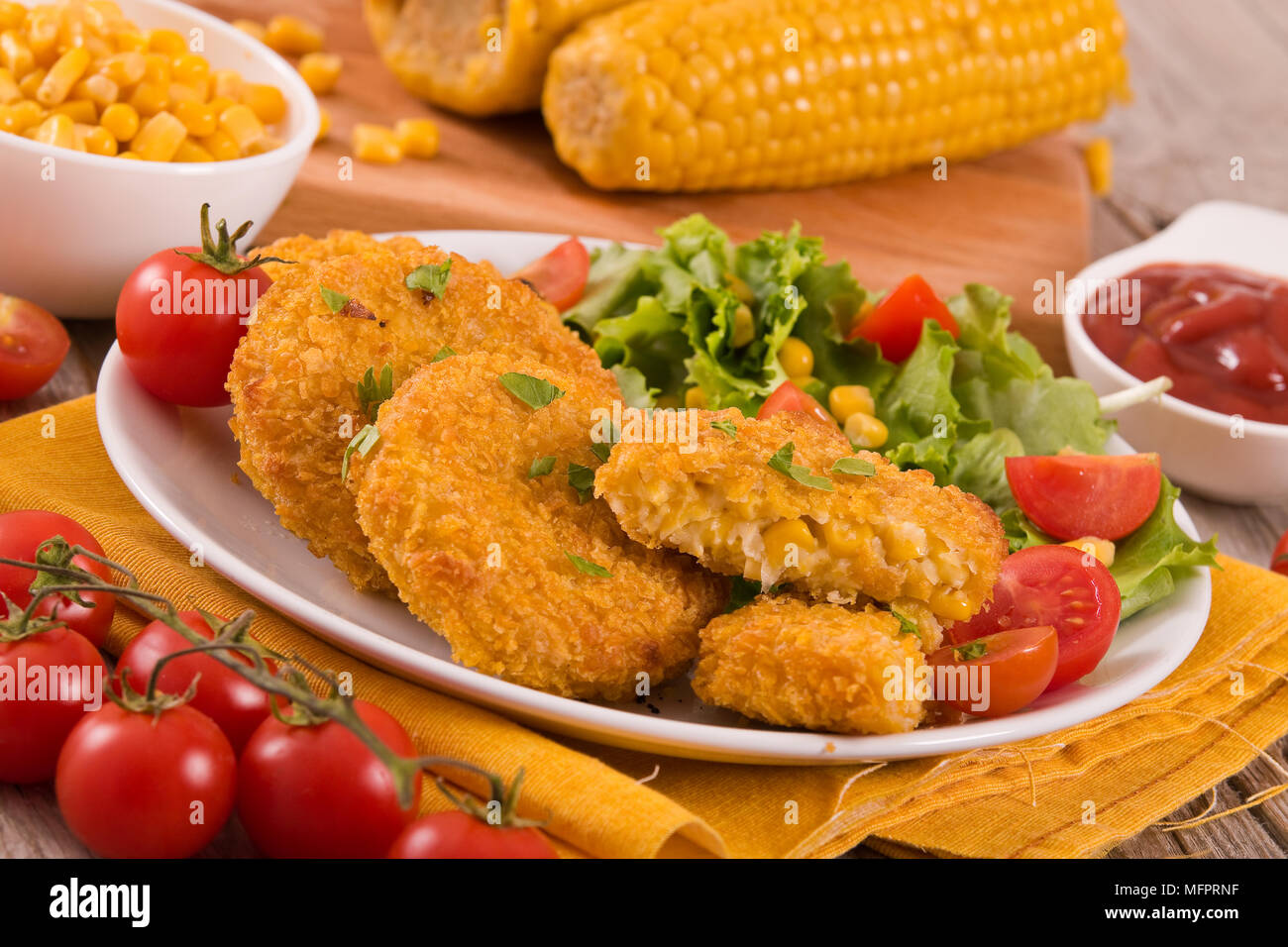 Burger sweetcorn salad hi-res stock photography and images - Alamy