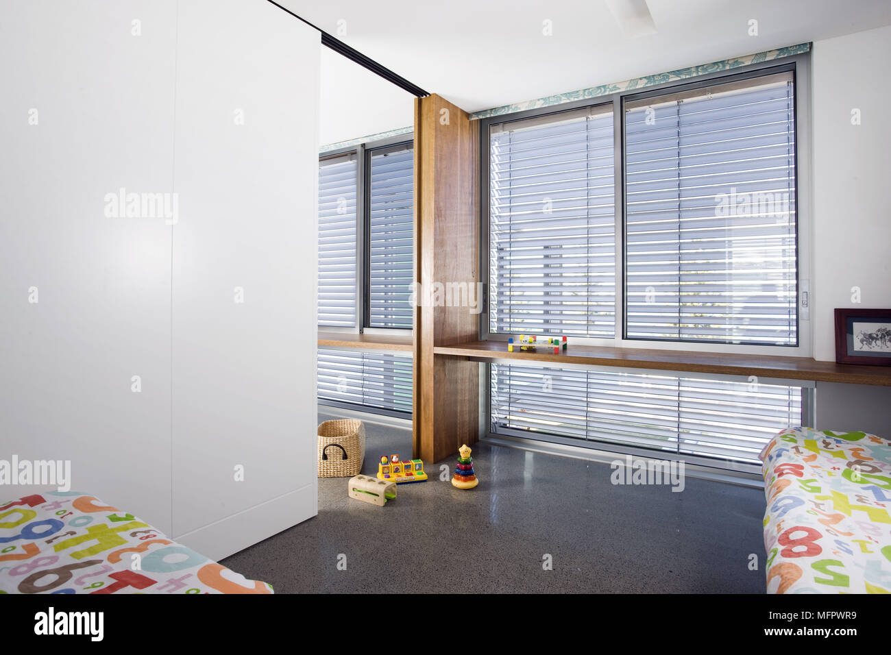 Childrens bedroom with sliding partition wall Stock Photo - Alamy