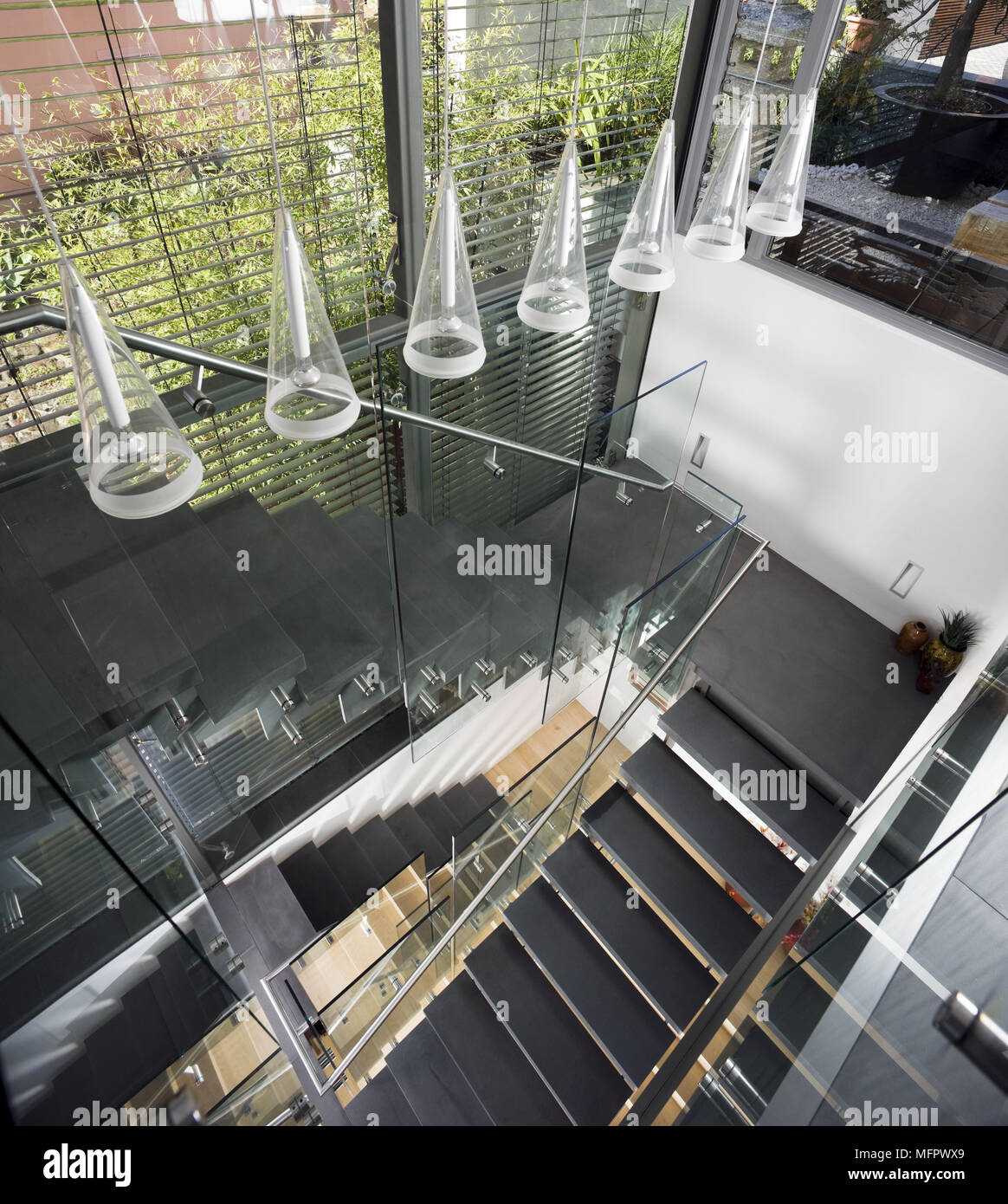 Elevated view of modern staircase Stock Photo - Alamy