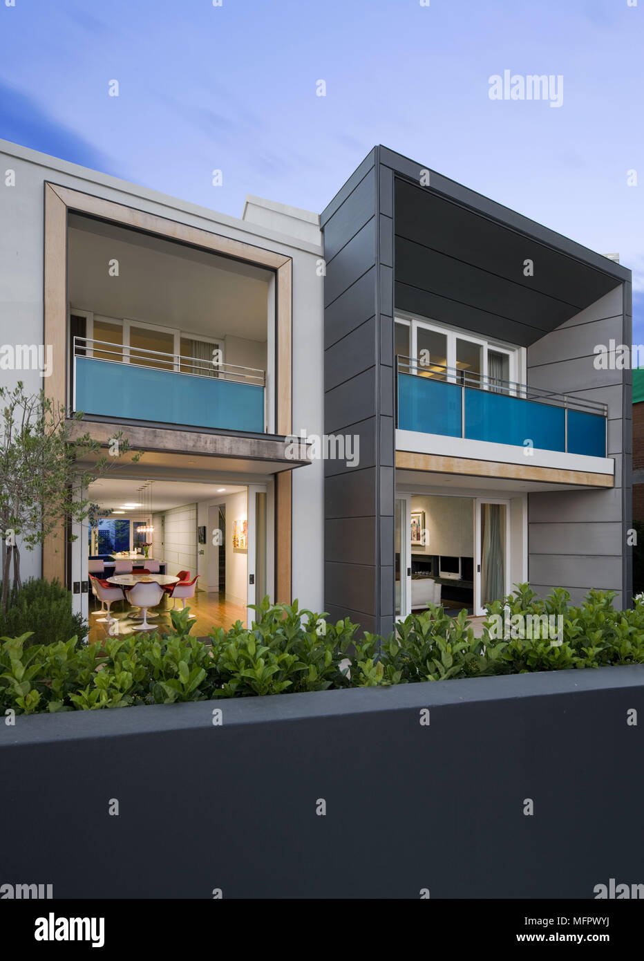 Exterior of modern house with balcony Stock Photo - Alamy