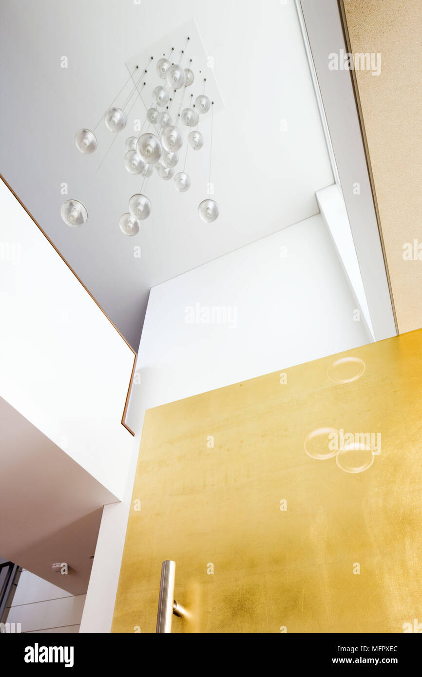 View from below of ceiling light in modern hallway Stock Photo - Alamy