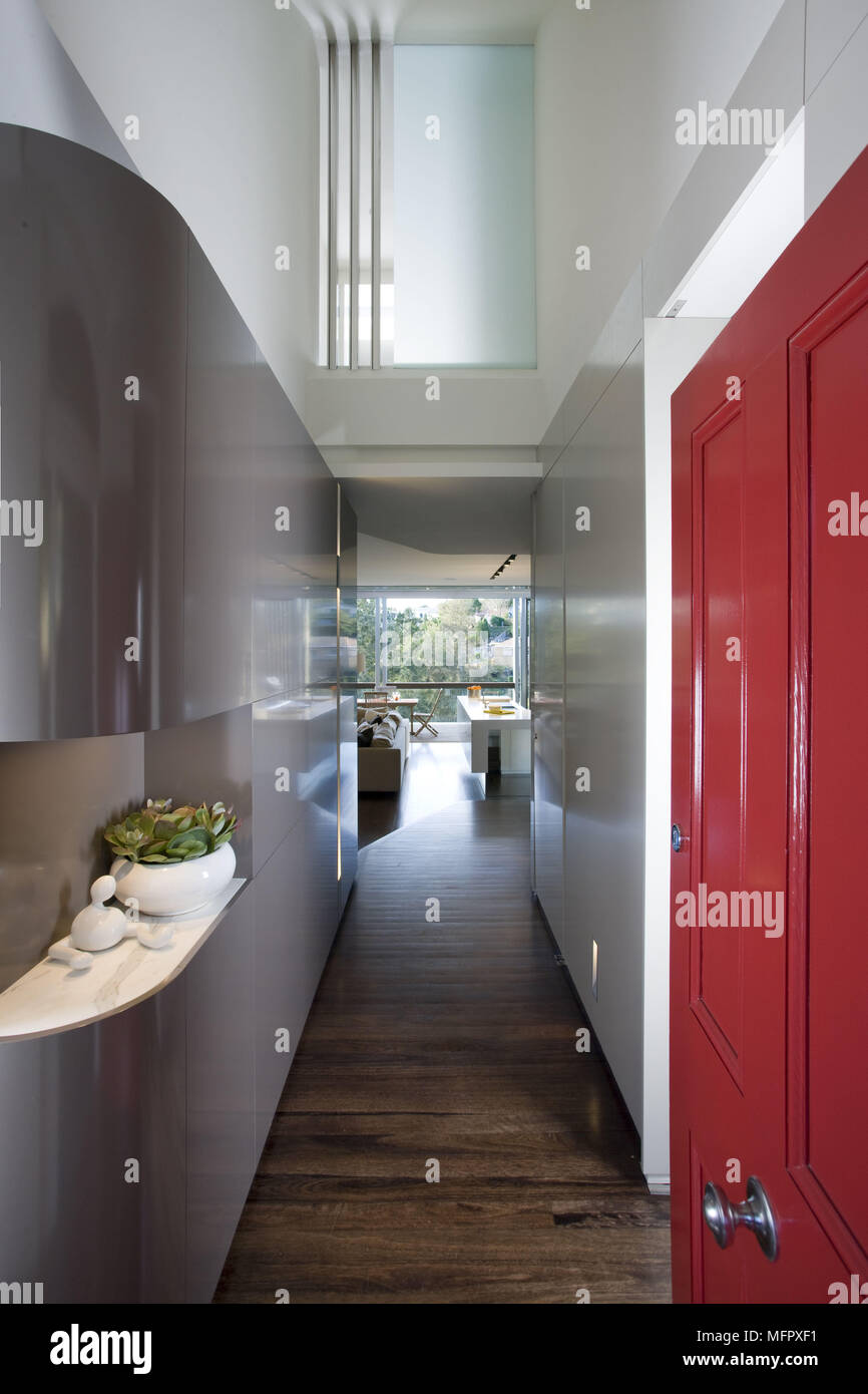 View into modern hallway from front door entrance Stock Photo - Alamy