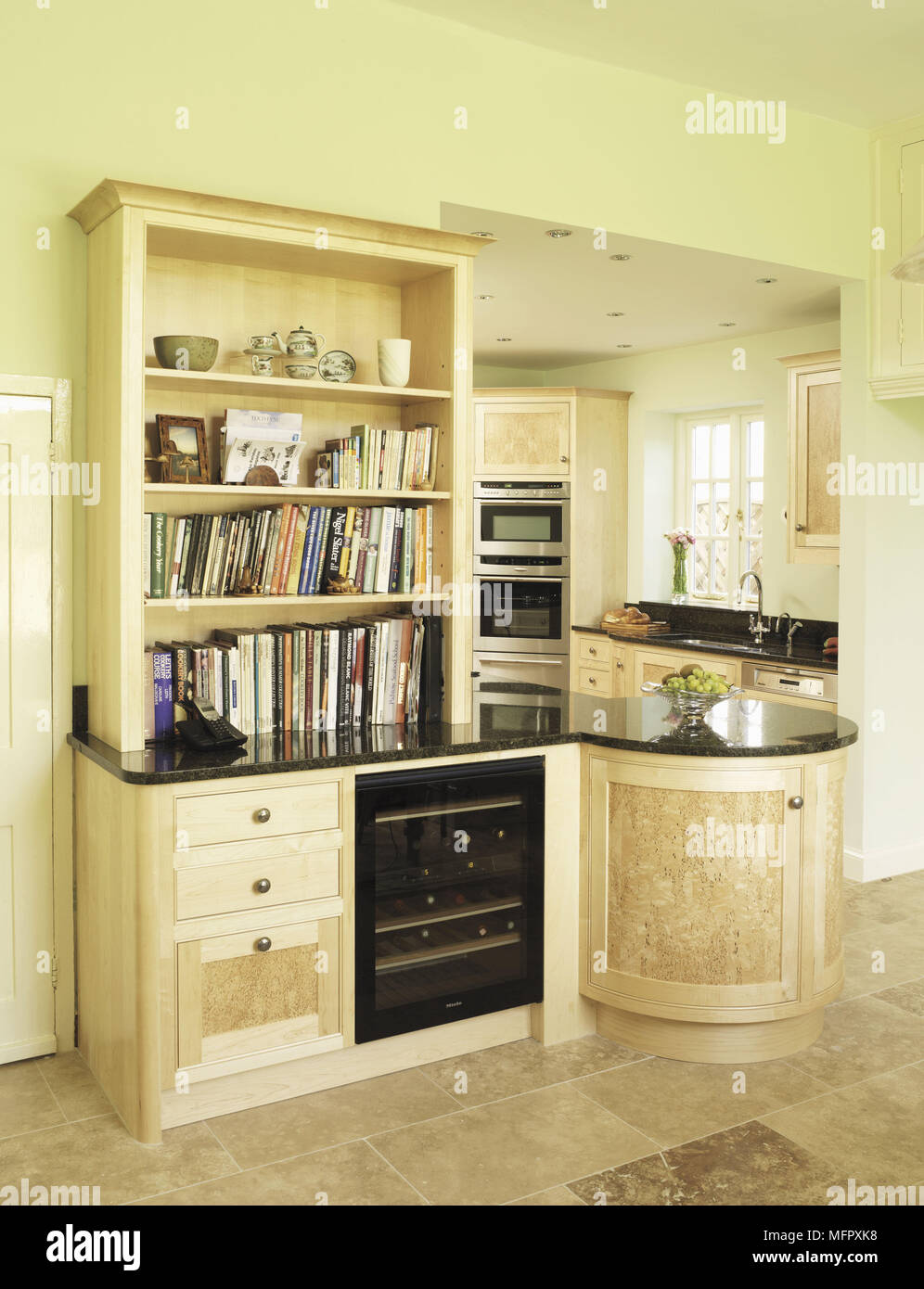 Built in wooden unit in modern kitchen Stock Photo - Alamy