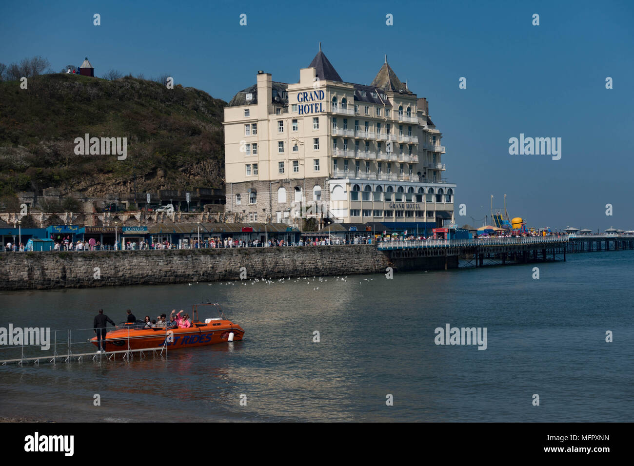 The Grand Hotel and seafront. Llandudno, Conwy. Wales Stock Photo - Alamy