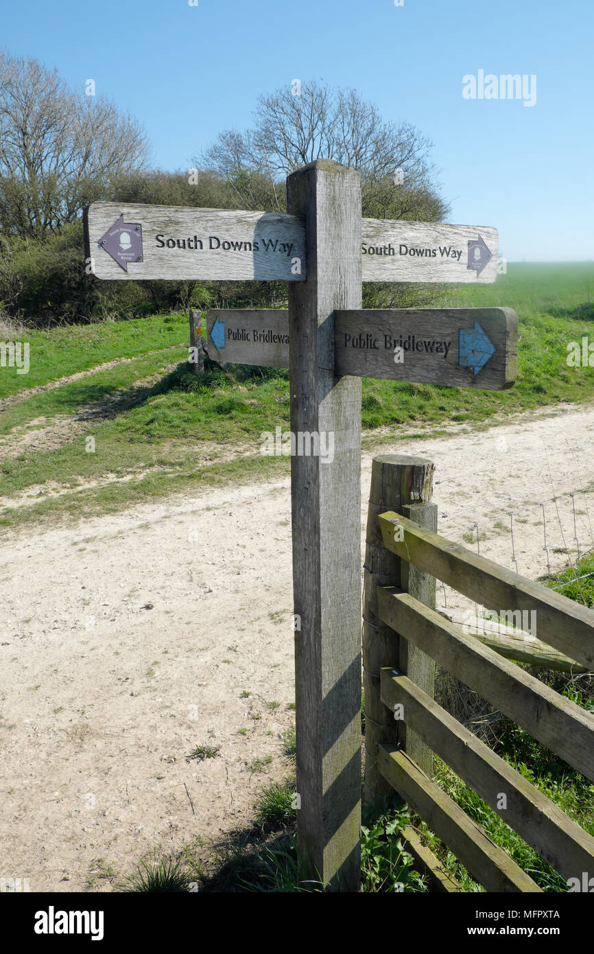 direction sign for the south downs way in west sussex Stock Photo - Alamy
